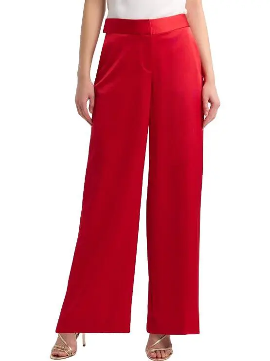 TAHARI ASL Satin Wide Leg Pants - Crimson