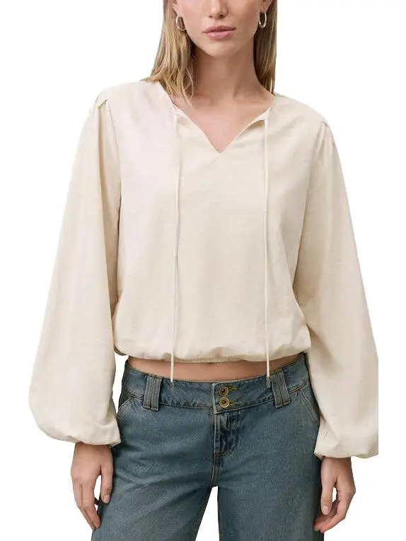 Mango Chiffon Bow Blouse - Beige
