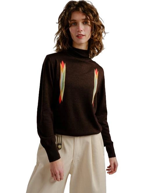 DEGEN Butterfly Intarsia Merino Turtleneck - Walnut