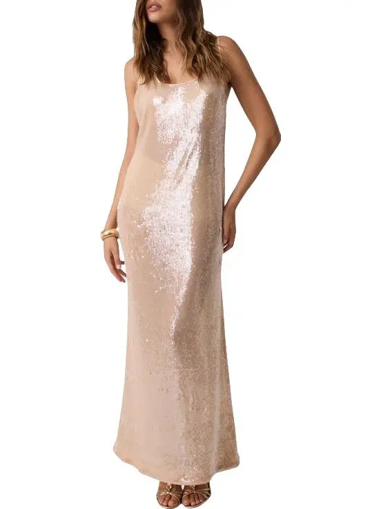 Guess Sequin Maxi Dress - Light Beige