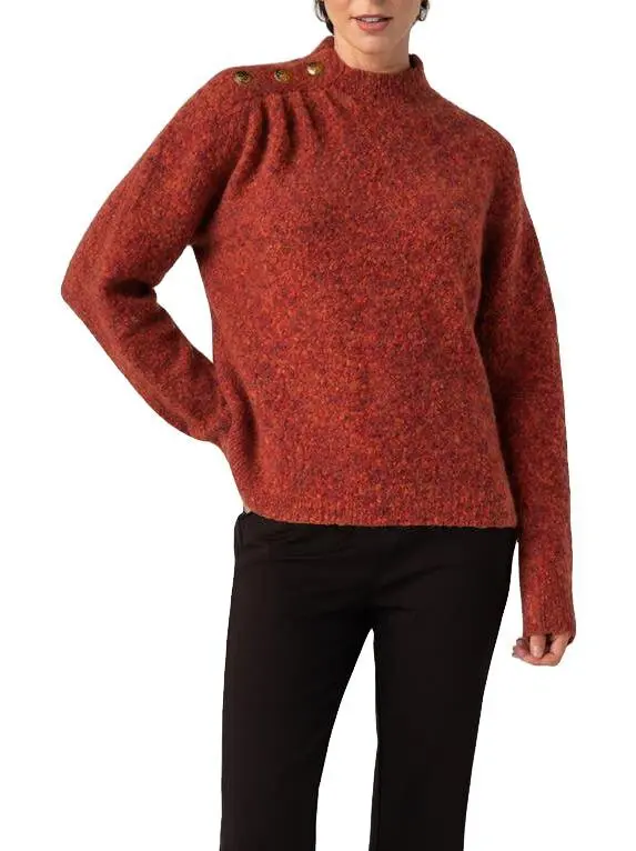 LIVERPOOL Mock Neck Sweater With Buttons - Rust Multi