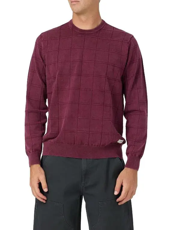 O'Neill Og Windowpane Cotton Crewneck Sweater - Fig