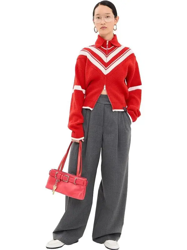 Stella McCartney Sporty 80' Wool Knit Zip Jacket - Red