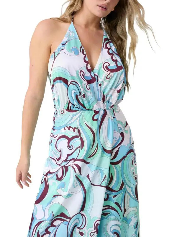 Guess Abstract-print Halterneck Maxi Dress - Blue