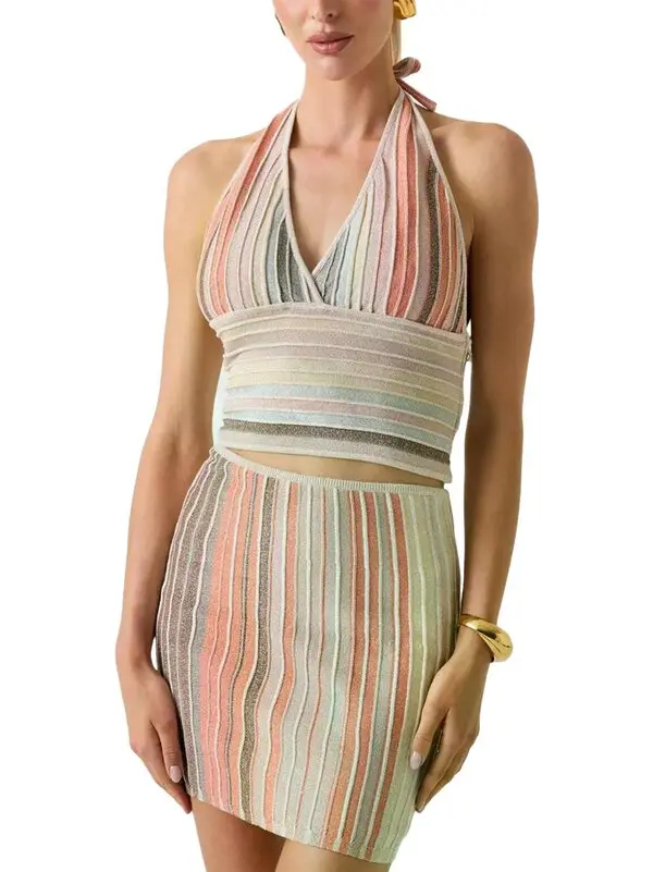 Guess Striped Halterneck Top - Neutrals
