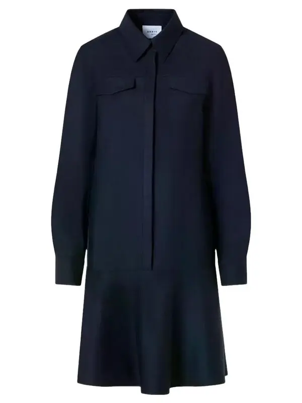 Akris Ruffled-hem Button-fastening Mini Dress - Blue