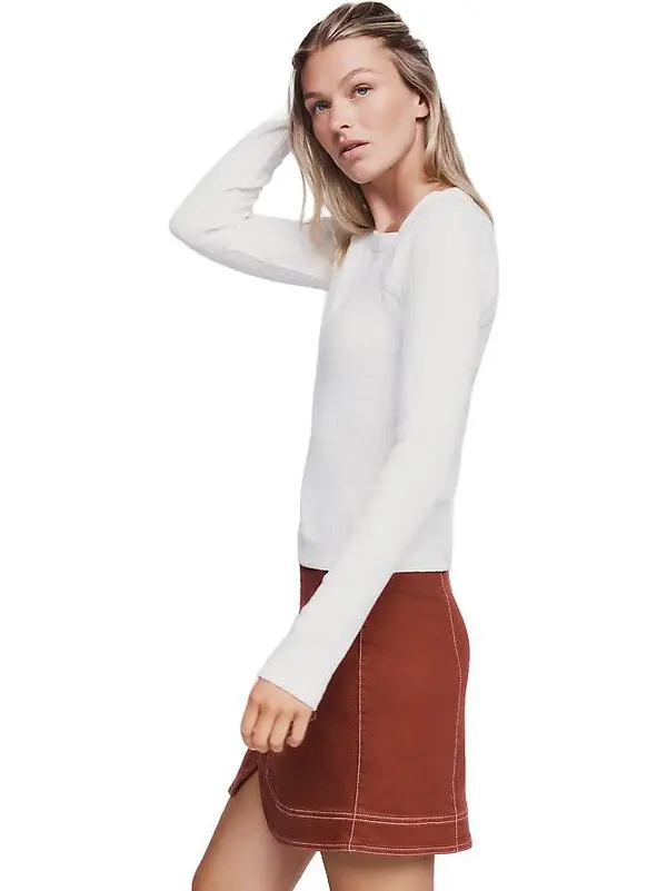 PILCRO Square Neck Long Sleeve Top - Cloud Dancer
