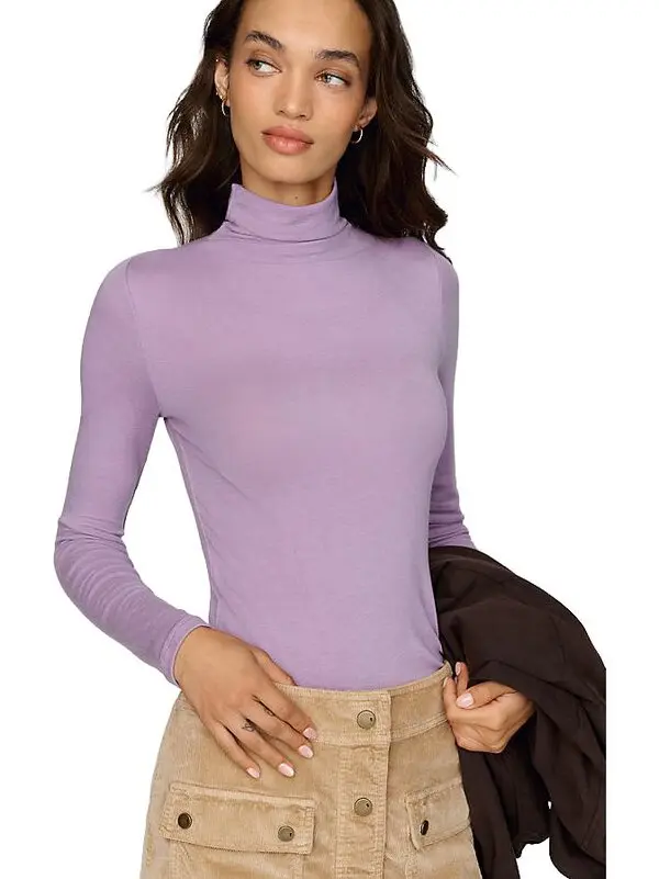 Anthropologie Arena Wool Blend Fitted Turtleneck Top - Violet