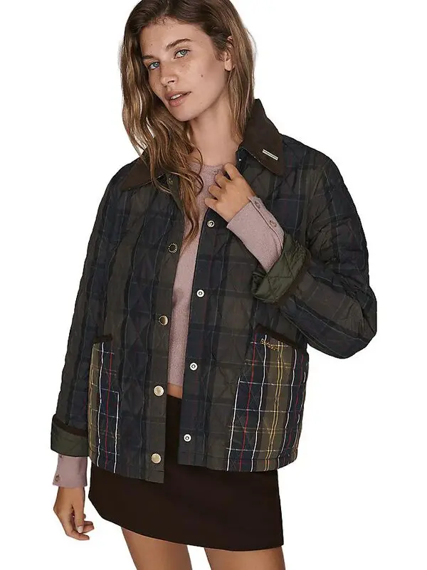 Barbour Tartan Reimaged Cropped Liddesdale Quilted Jacket - Blue Plaid