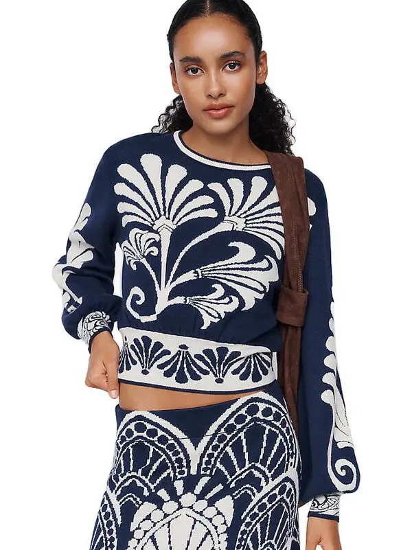 Farm Rio Tapestry Sweater - Blue Pattern
