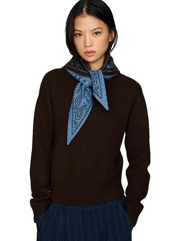 525 Pullover Sweater With Scarf - Chocolate