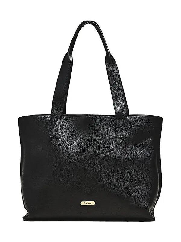 Barbour Alder Large Leather Tote Bag - Black