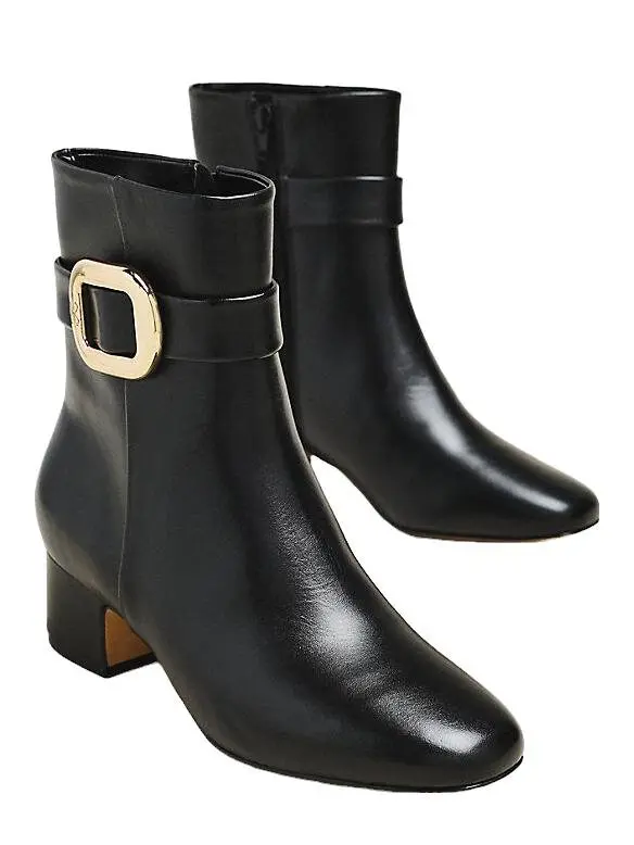 Maeve Buckle Block-heel Boots - Black