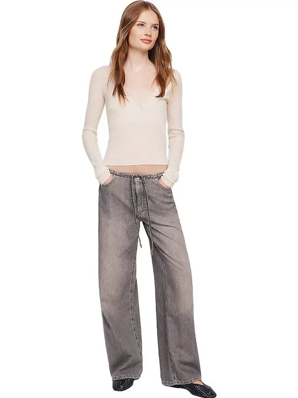 Anthropologie Dl1961 Sienna Aura Low-slung Wide-leg Relaxed Jeans - Grey