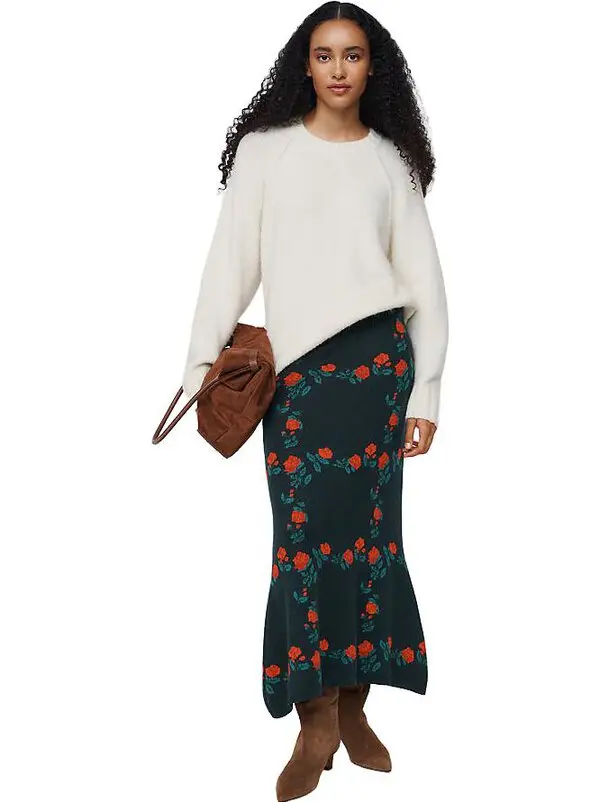 THE TINY BIG SISTER Roses Midi Skirt - Blue Pattern
