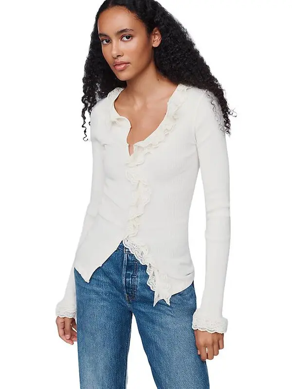 OPÉRASPORT Cecilia 100% Cotton Cardigan Top - Pristine