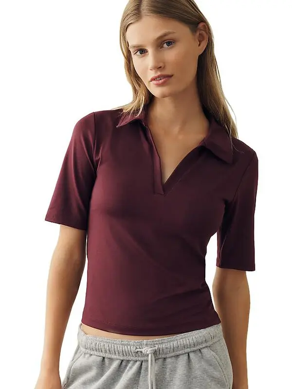 Beyond Yoga Active Polo Top - Cabernet