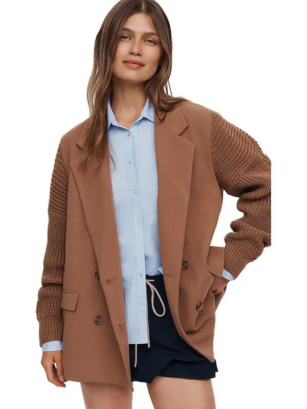 Anthropologie Twofer Sweater Blazer Jacket - Camel