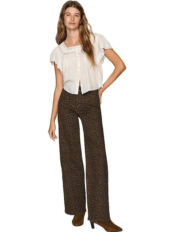 FRAME Le Slim Palazzo High Rise Wide Leg Jeans - Leopard