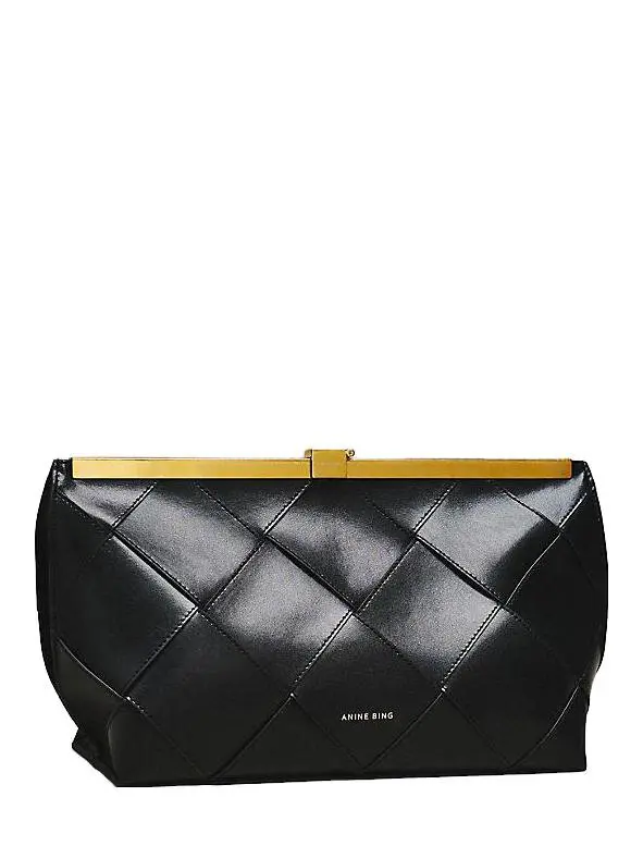 ANINE BING Braided Leather Clutch - Black