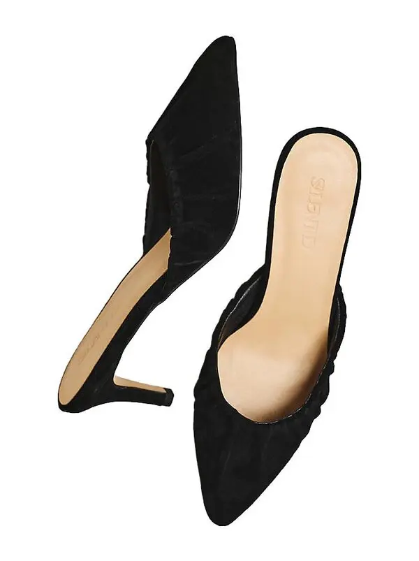 SILENT D Crilla Scrunch Kitten Heel Mules - Black