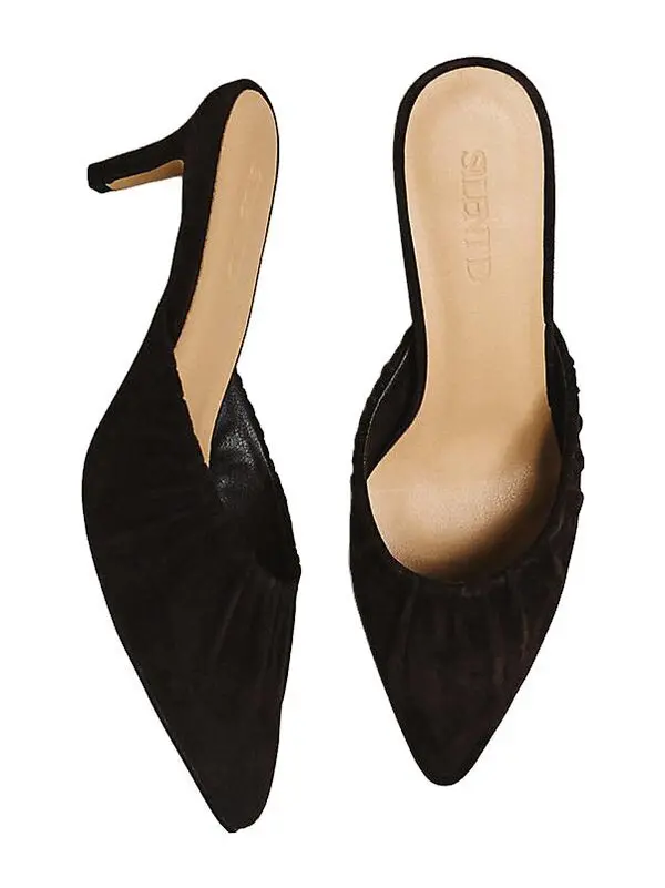 SILENT D Crilla Scrunch Kitten Heel Mules - Chocolate