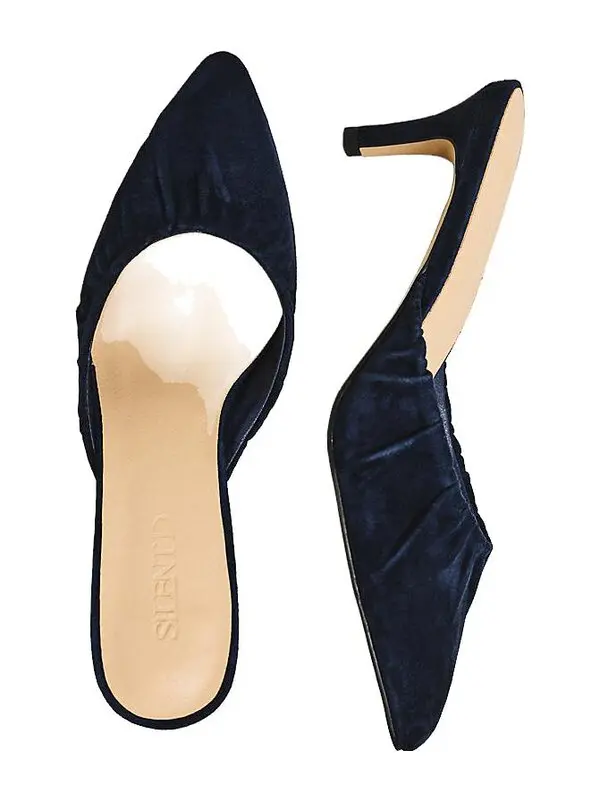 SILENT D Crilla Scrunch Kitten Heel Mules - Navy