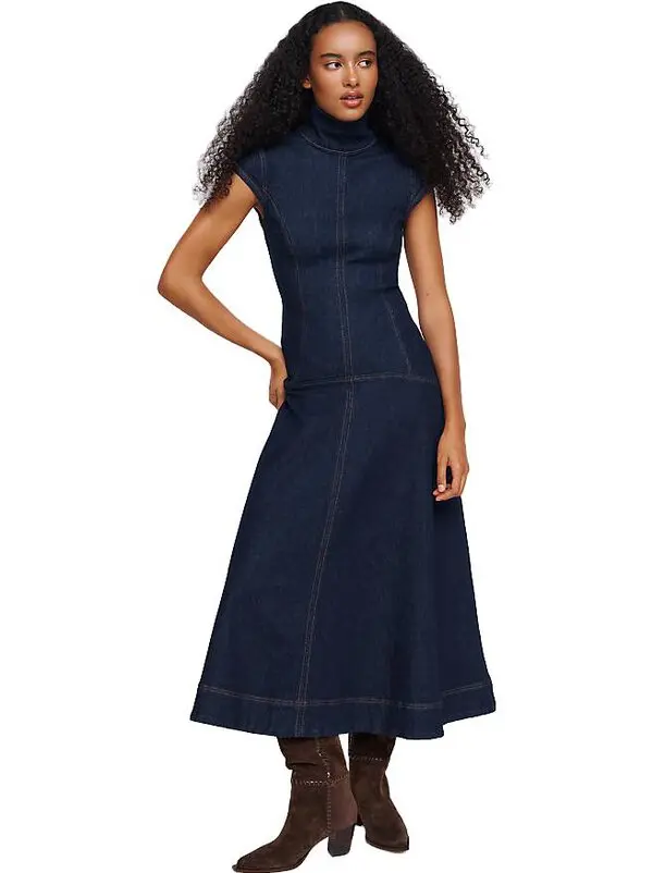 ALIGNE Monroe Godet Denim Maxi Dress - Blue