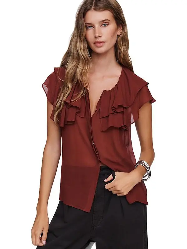 Paige Lucia Ruffled Blouse - Copper