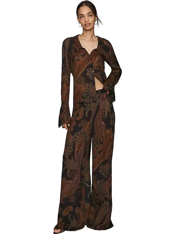 Paige Cara Wide-leg Pants - Black Pattern