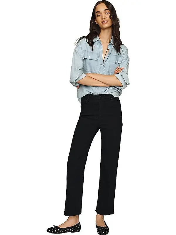 Paige Anessa High Rise Straight Jeans - Black Shadow