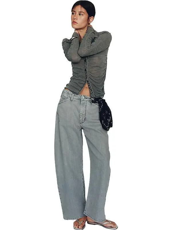 PILCRO Kayden High Rise Carpenter Barrel Leg Jeans - Grey