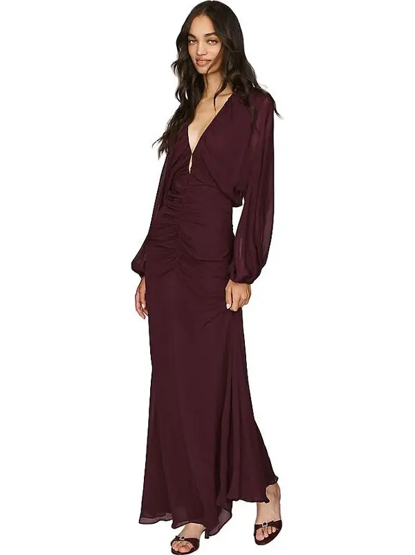 Shona Joy Ama Plunge Maxi Dress - Wine