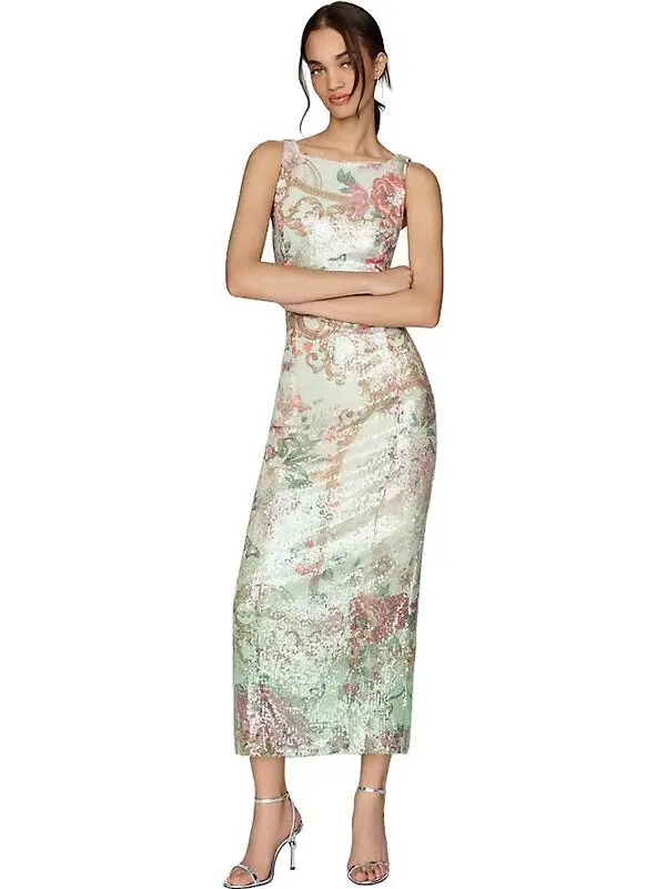 Bhldn Sequed Maxi Dress - Green Pattern