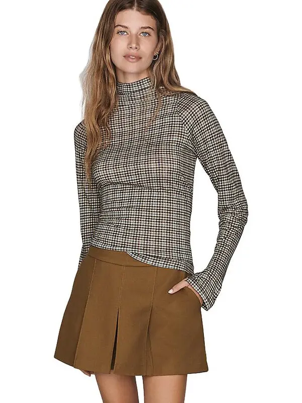Rag & Bone Shaw Paneled Long-sleeve Turtleneck Top - Green Pattern