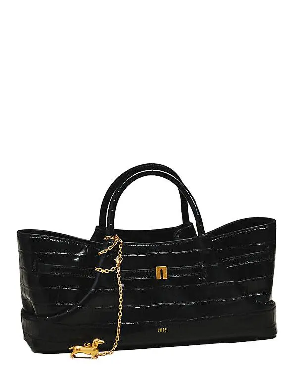 Maeve Dachshund Metal Charm Tote Bag - Black