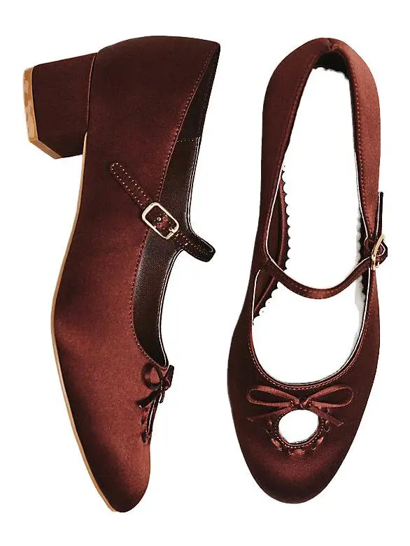 For Love & Lemons Annie Mary Jane Block Heels - Brown