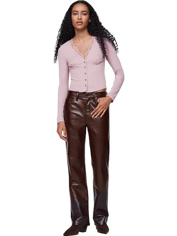 AGOLDE Lana Leather Blend Pants - Madera
