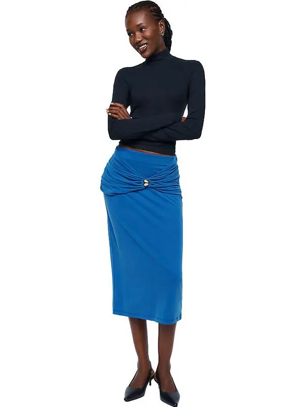 Anthropologie Draped Midi Skirt - Blue