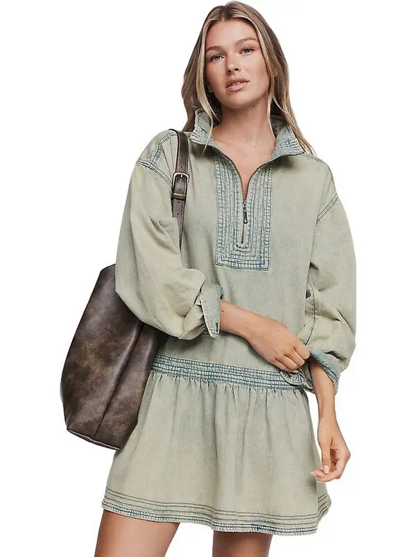 PILCRO Zip-up Swg Mi Dress - Green
