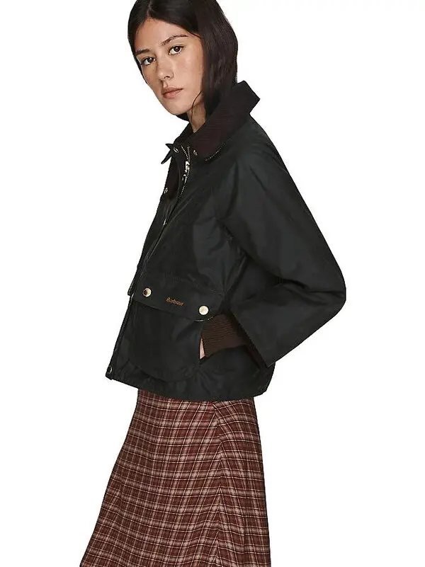 Barbour 100% Cotton Cropped Beadnell Jacket - Sage/ancient