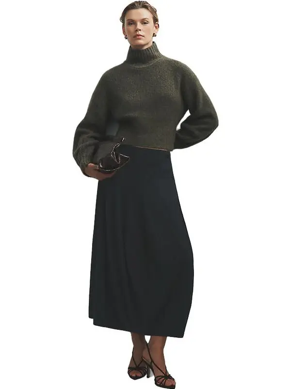 Anthropologie Modern Barrel Midi Skirt - Black