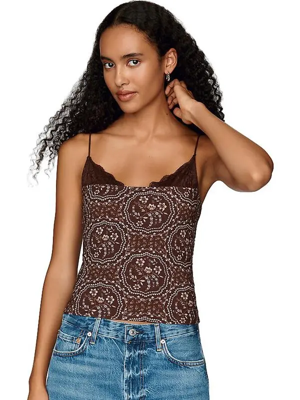 Anthropologie Peekaboo Tank Top - Brown Pattern