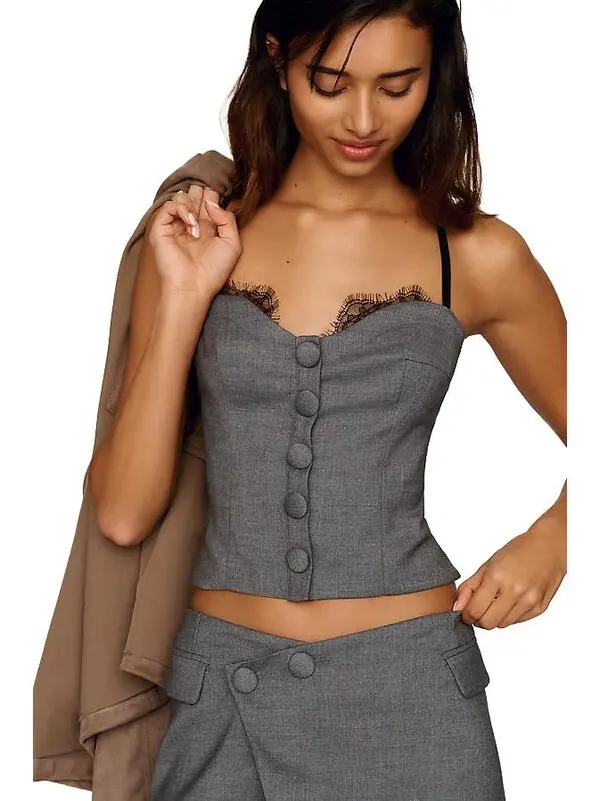 Anthropologie Tailored Bustier Top - Grey