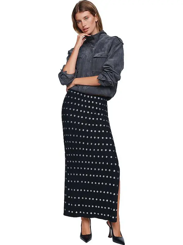 Anthropologie Studded Midi Skirt - Black