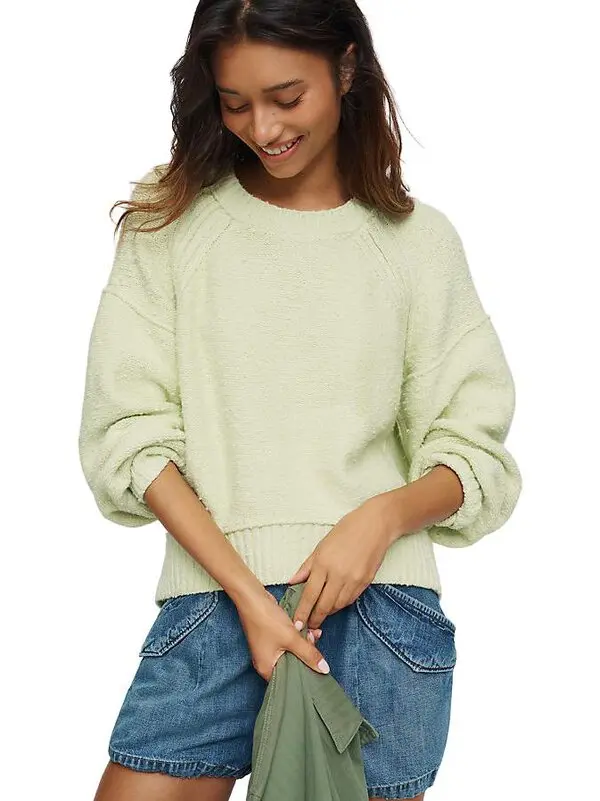 PILCRO Rooney Relaxed Crew Neck Sweater - Chartreuse