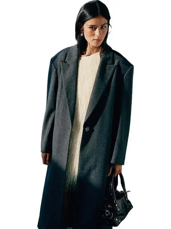Anthropologie Tailored Longle Coat Jacket - Grey