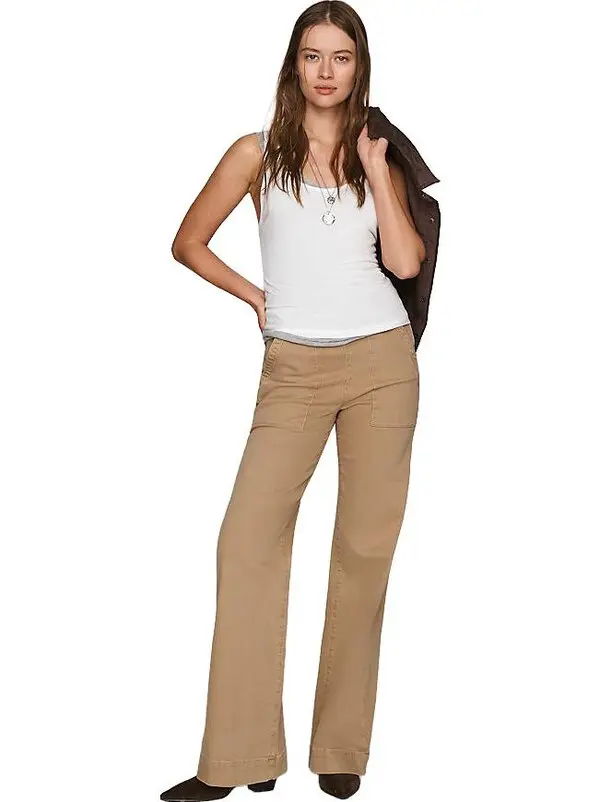 Joe's Jeans Side Zip High Rise Wide Leg Jeans - Desert Tan