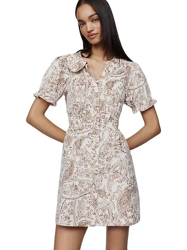 PILCRO Keira 100% Cotton Corduroy Mi Dress - Neutral Pattern
