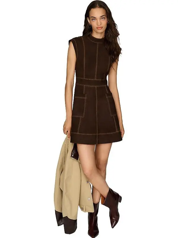 Anthropologie Suede Seamed Mi Dress - Brown